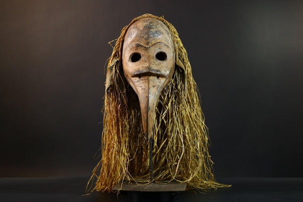 African Dan Bird Mask | Long Beak Tribal Art | Hand-Carved Wood Spirit ...